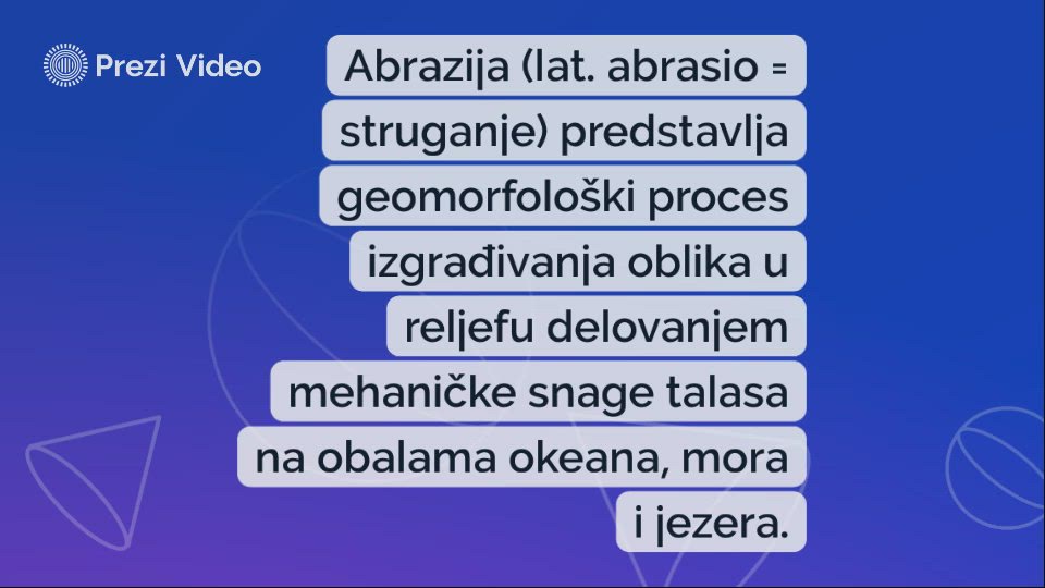 Abrazija (lat. abrasio = struganje) predstavlja geomorfološki proces ...