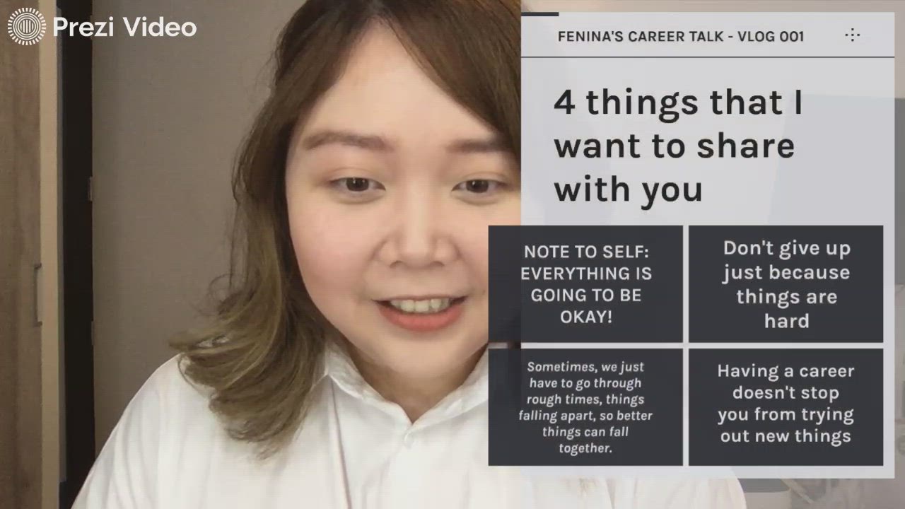 Fenina's career talk | 4 things that I want to share with you by Fenina Tolentino on Prezi Video