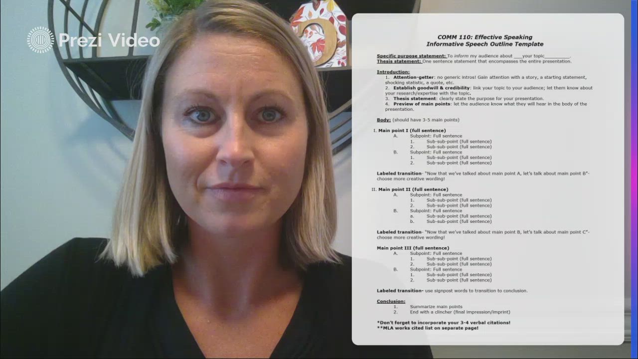 Informative Speech Outline Tips! by Katie Carnevale on Prezi Video