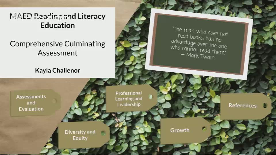 Reading and Literacy: Comprehensive Culminating Assessment by Kayla ...