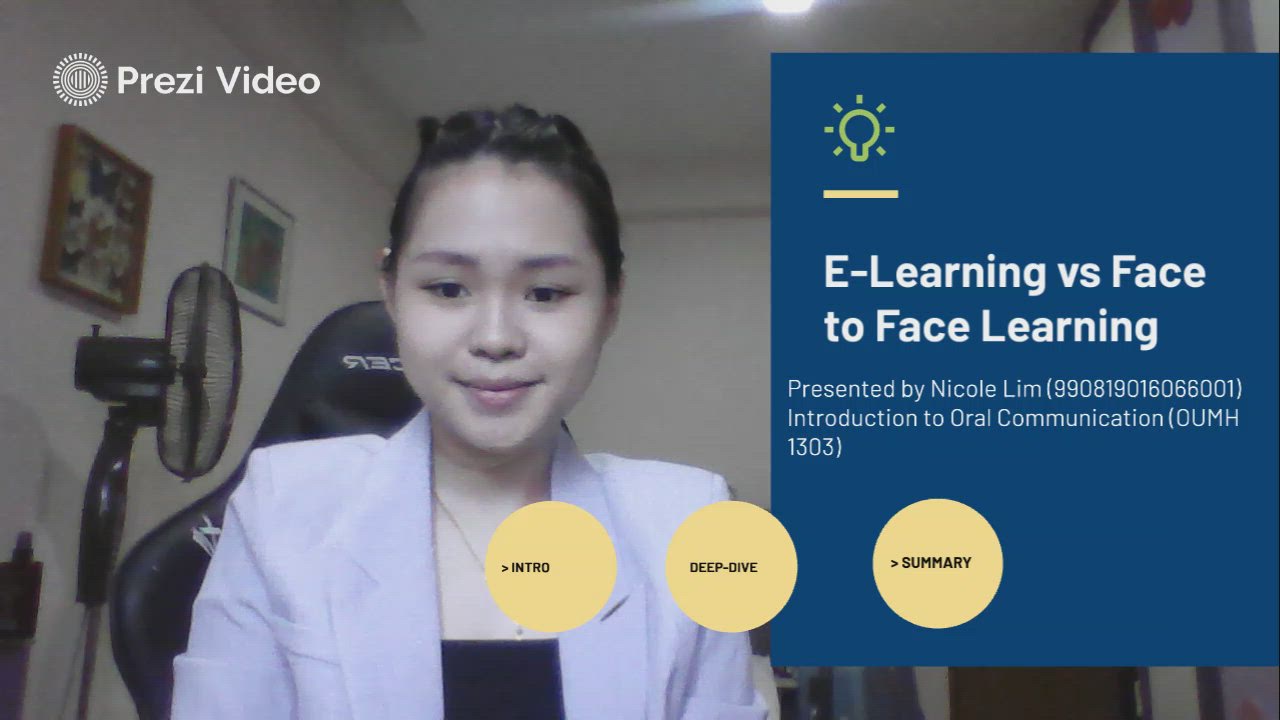 E-Learning VS Face to Face Learning by Nicole Lim on Prezi Video