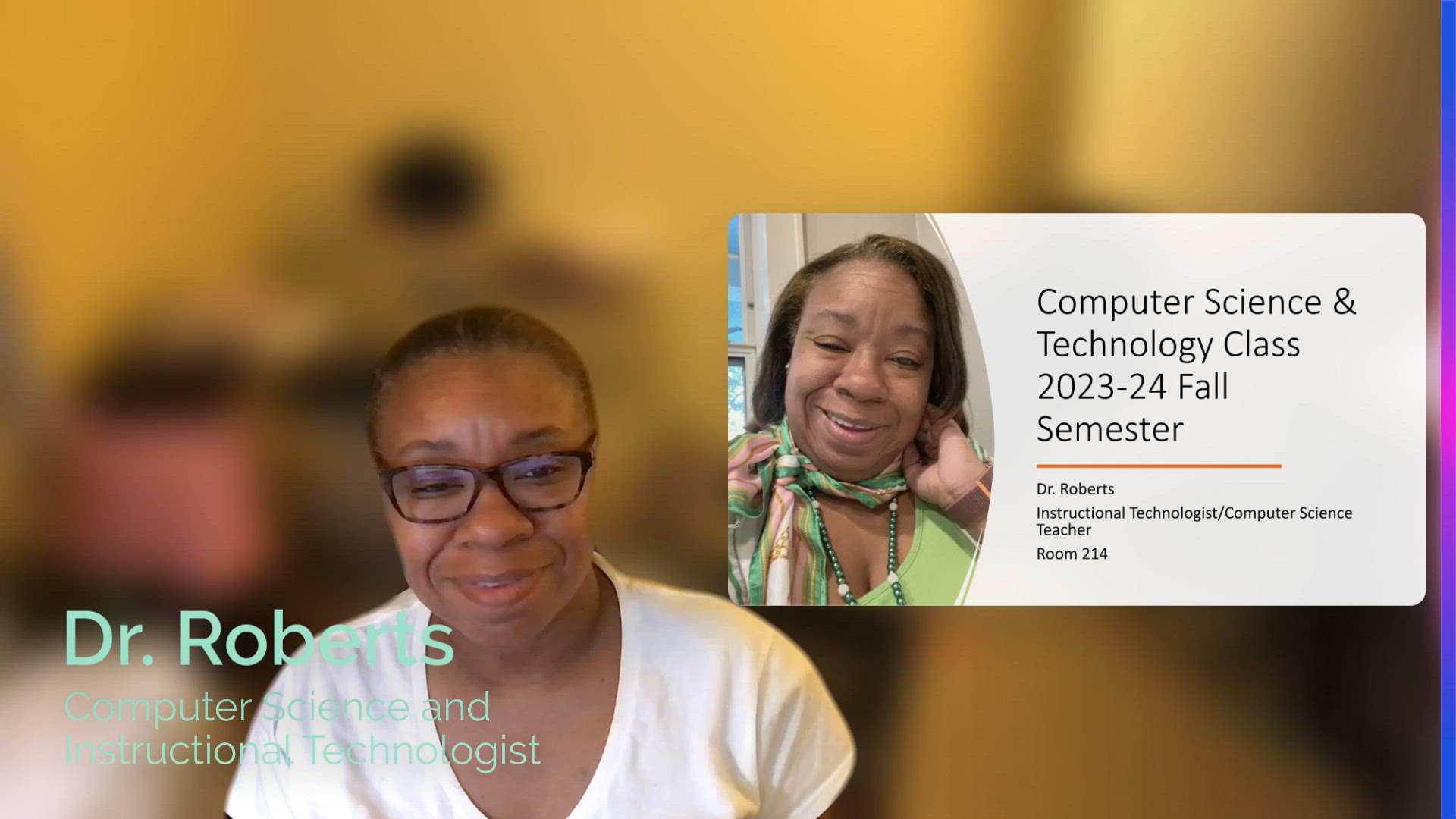 2023-24 Dr. Roberts Computer Science Class Introduction by Dorian Roberts on Prezi Video