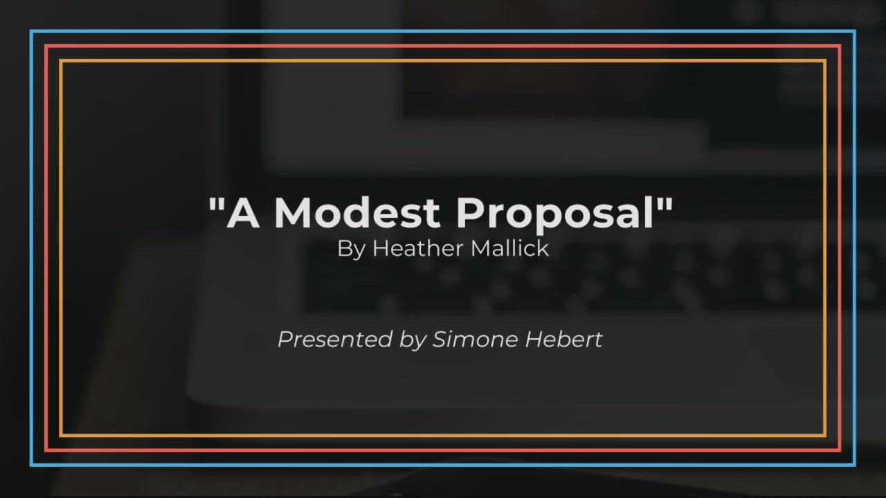 "A Modest Proposal" Presentation by Simone Hébert on Prezi Video