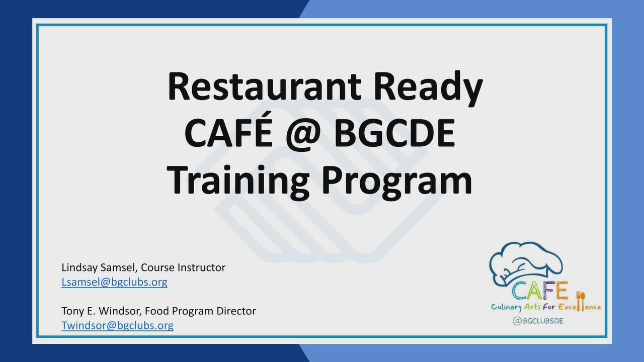 CAFE @ BGCDE Culinary Training Video Presentation by Lindsay Samsel on ...