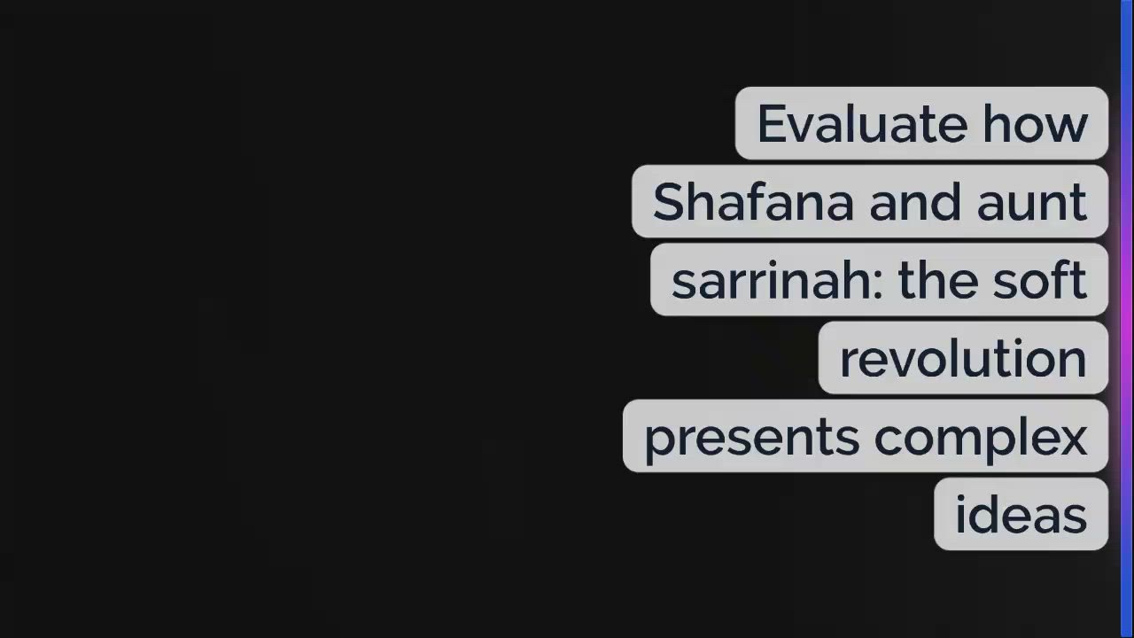 Evaluate how Shafana and aunt sarrinah: the soft revolution presents ...