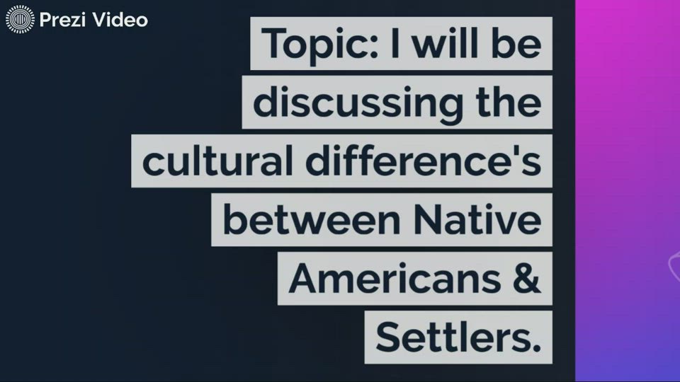 Topic: I will be discussing the cultural difference's between Native ...