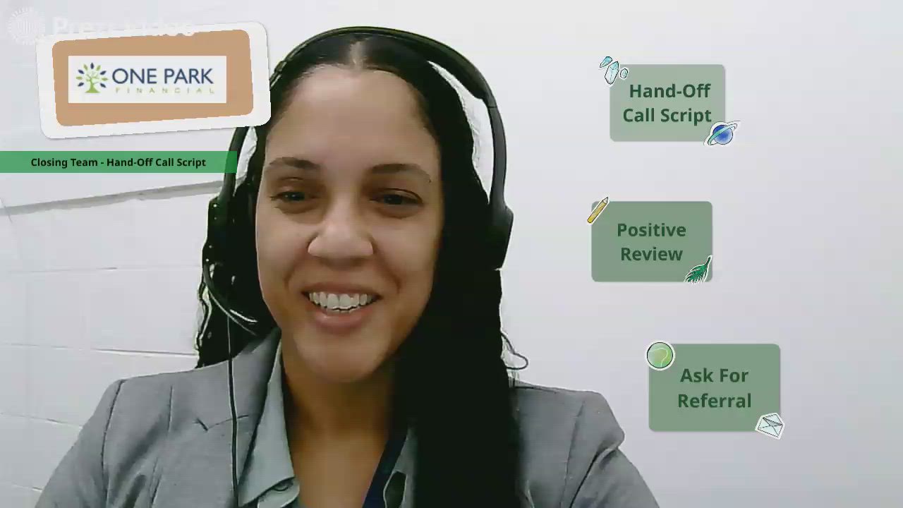 Closing Team - Hand-Off Call Script by Wendy Mateo on Prezi Video