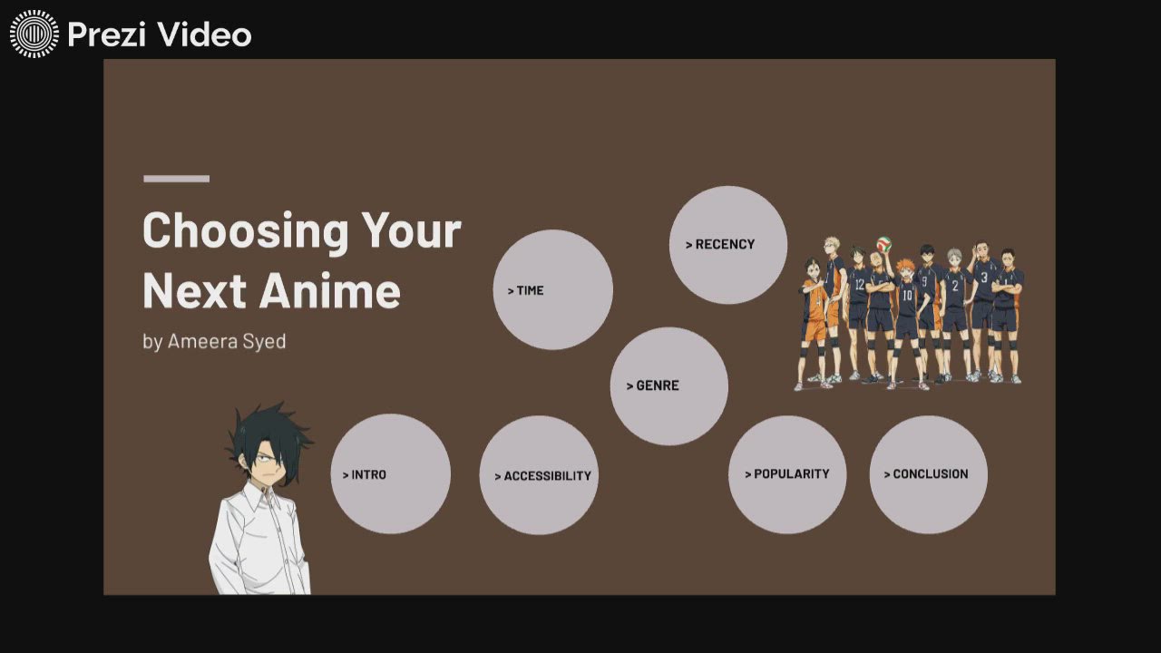 A Simple Guide on Choosing Your Next Anime by Ameera Syed on Prezi Video