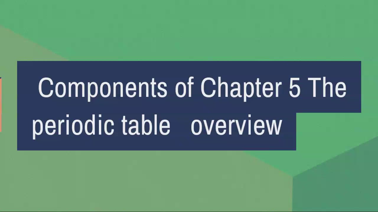 Components of Chapter 5 The periodic table overview by Khresto MAS on ...