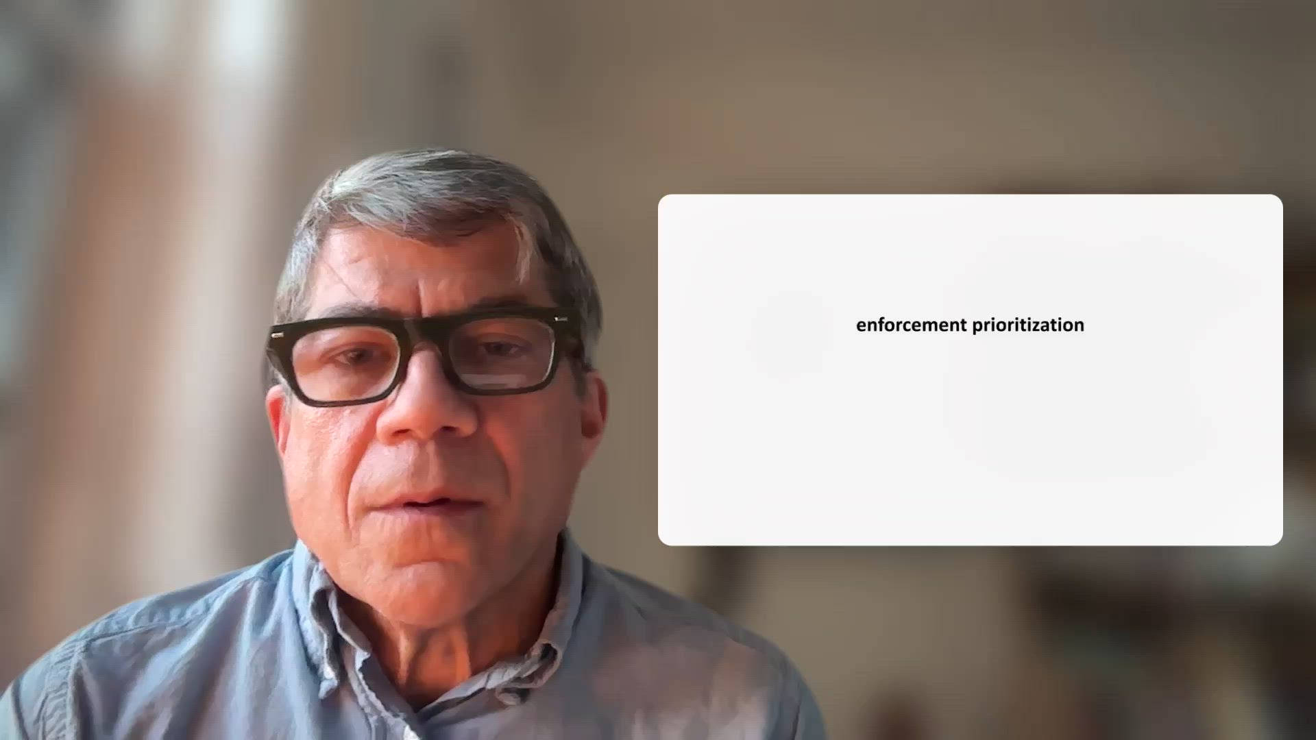 set-up video: enforcement prioritization by Peter Spiro on Prezi Video